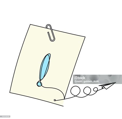 추상 컬러 종이 클립과 종이 비행기 흰색 바탕에 선 그리기 개념에 대한 스톡 벡터 아트 및 기타 이미지 개념 느낌표 단순함 Istock