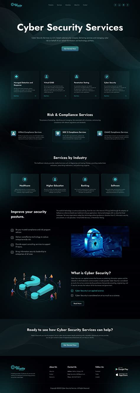 Cyber Security Services Landing Page Behance