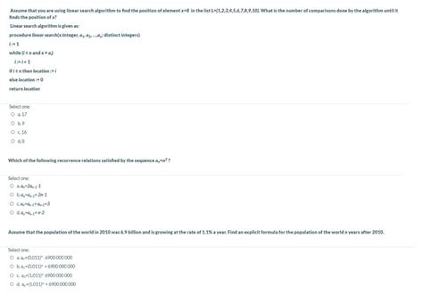Solved Assume That You Are Using Linear Search Algorithm To