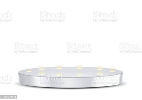 3 차원 현실적인 금속 무대 연단 스포트 라이트 배경 벡터 일러스트 3차원 형태에 대한 스톡 벡터 아트 및 기타 이미지 3