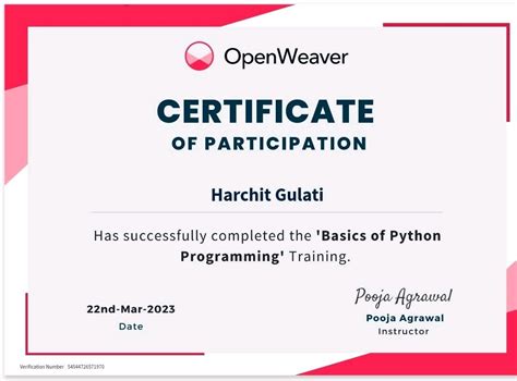 Just Completed Basics Of Python Programming Training Launched By Openweaver I Had A Good