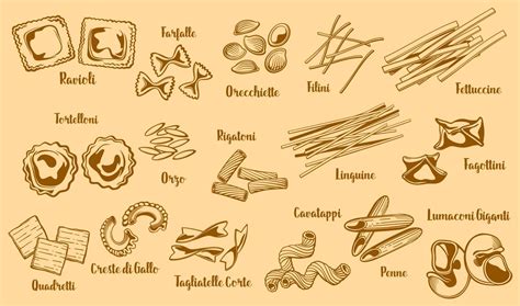 Tipos De Pasta Nombres De Comida Italiana Para El Menú Del Restaurante