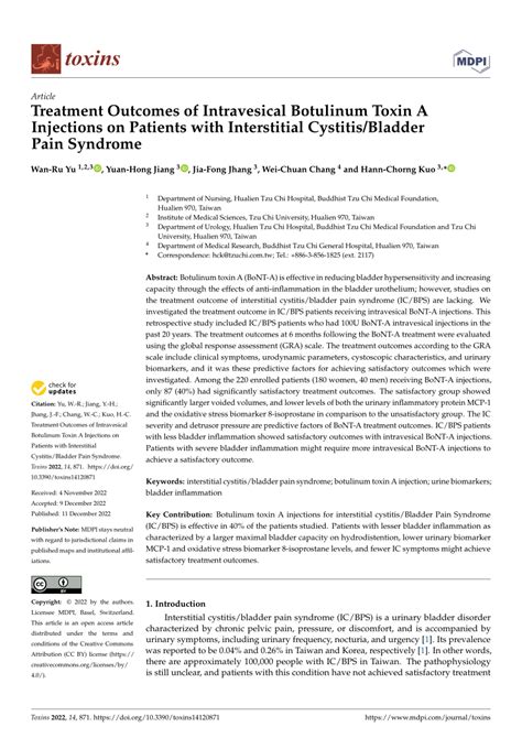 Pdf Treatment Outcomes Of Intravesical Botulinum Toxin A Injections On Patients With