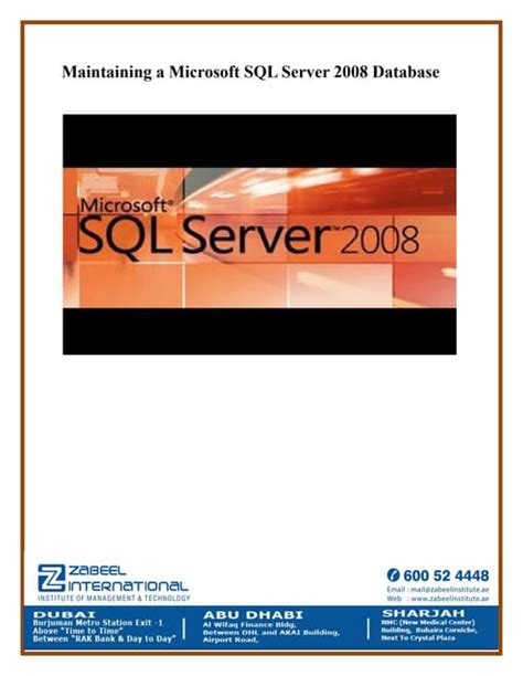 6231 Maintaining A Microsoft Sql Server 2008 Database Doc