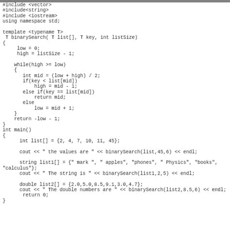 Solved Binary Search Rewrite The Binary Search Function In Chegg