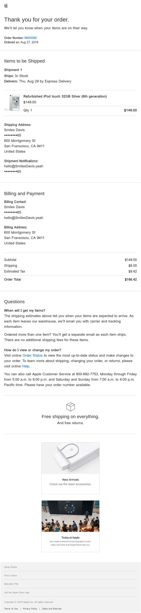 Were Processing Your Order W650060 From Apple Desktop Email View Really Good Emails
