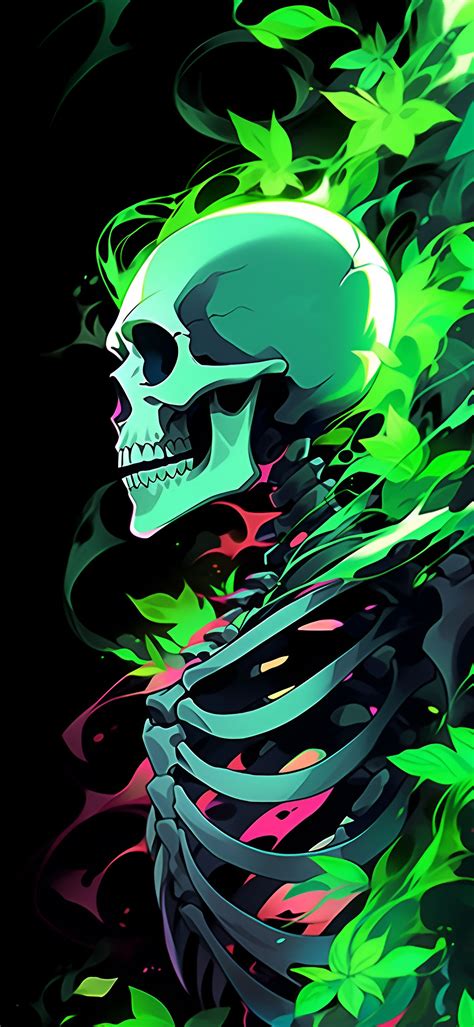 Halloween Skeleton Black And Green Wallpaper Halloween Wallpaper