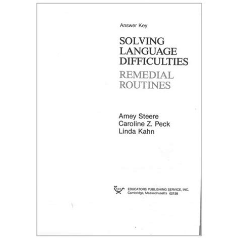 Solving Language Difficulties Teachers Guide Helen Arkell