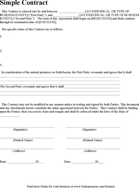 Simple Contract Template Template Free Download Speedy Template