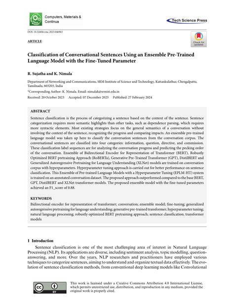 Pdf Classification Of Conversational Sentences Using An Ensemble Pre
