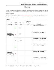 Module Motion Worksheet Pdf Motion As You Work Through The Steps In The Experiment