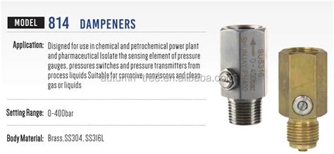 Brass Pressure Gauge Snubber Dampers For Reliable Control