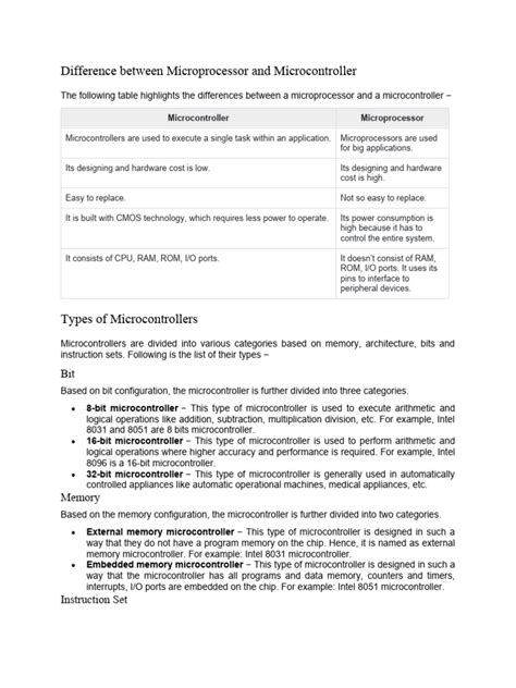 Difference Between Microprocessor And Microcontroller Pdf