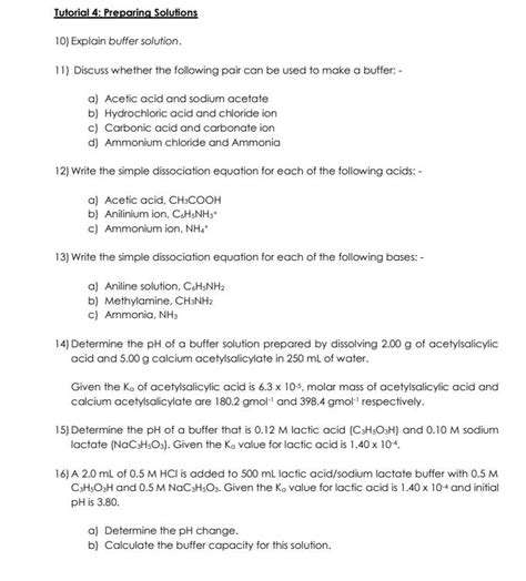 solved 10 explain buffer solution 11 discuss whether the