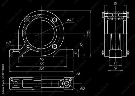 Assembly Drawing Of Electrical Reducer Vector Design Of Steel