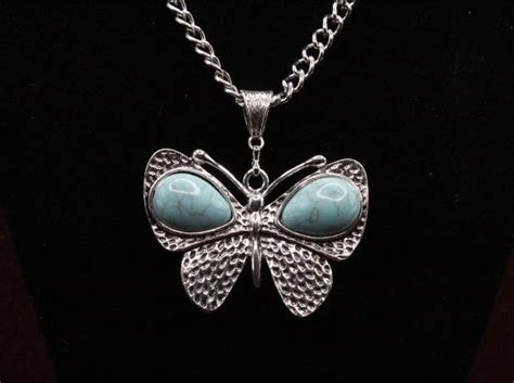 Butterfly Pendant Necklace Turquoise Butterfly Pendant Necklace