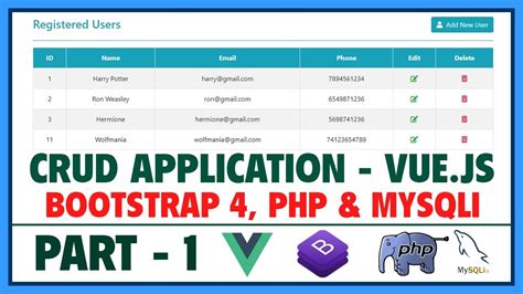 1 Crud App Using Vuejs Bootstrap 4 Php Mysqli Vuejs Advanced
