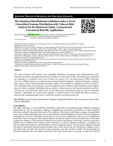 Pdf The Statistical Distributional Validation Under A Novel