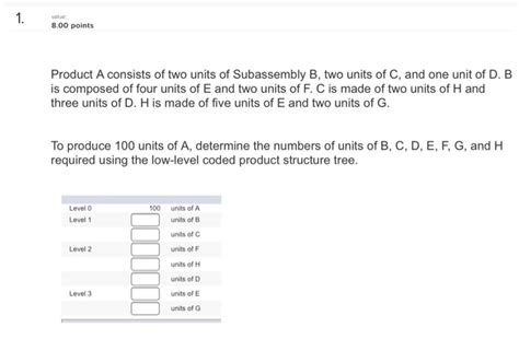 Solved 8 00 Points Product A Consists Of Two Units Of Chegg Com