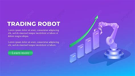 Trading Robot Isometric Concept With Chart And Upward Arrow And Copy