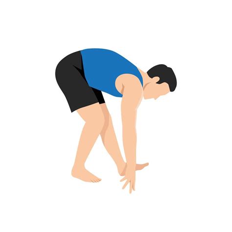 Man Doing Standing Hamstring Stretch Exercise Flat Vector Illustration Isolated On White