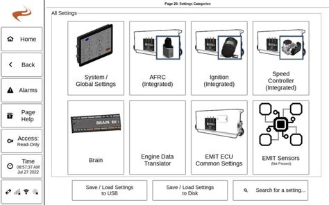 File Settingsmenu EMIT Controls