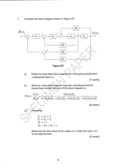 Solved Consider He Block Diagram Shown In Figure Q7