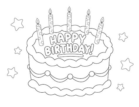 Cake With Candles Coloring Page