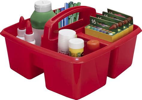 Storex Red Classroom Caddy With 3 Compartments 6 Pack