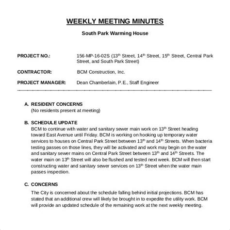 42 Free Sample Meeting Minutes Templates Sample Templates