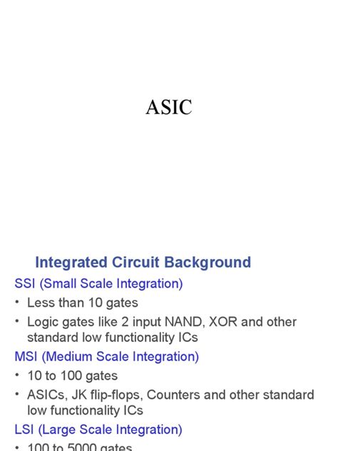 Asic Design Classification Details Pdf Integrated Circuit Cmos