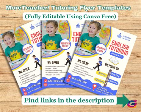 Tutor Flyer Template Tutoring Flyer Elementary Tutor Flyer Canva