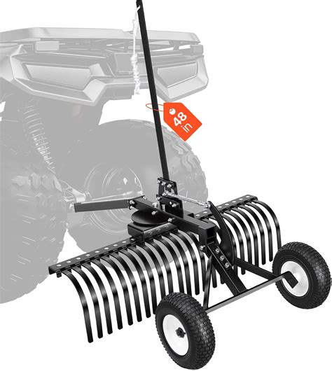 Vevor 48in Tow Behind Landscape Rake Pull Behind Lawn