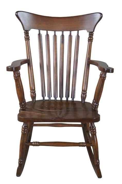 Antique Windsor Farmhouse Style Maple Stat Back Rocking Chair And