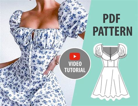 Milkmaid Cottagecore Dress Pattern Off Shoulder Dress Digital Pattern