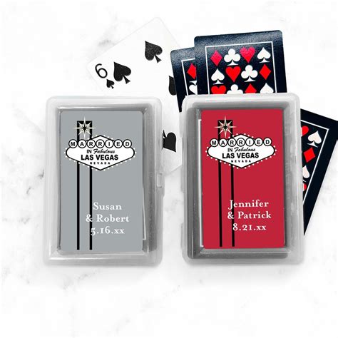 Married In Las Vegas Personalized Playing Cards Favors With Labels