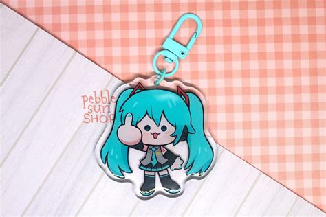Hatsune Miku Middle Finger Acrylic Keychain Double Sided Etsy