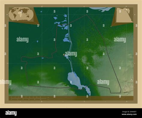 Al Isma`iliyah Governorate Of Egypt Colored Elevation Map With Lakes