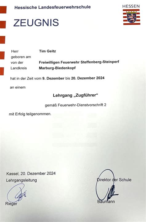 Feuerwehr Wir Gratulieren Unserem Kamerad Tim Geitz Ganz Herzlich Zum