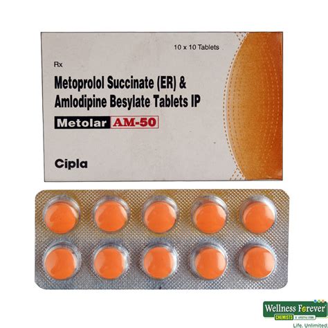 Buy Metolar Am 50mg 10 Tablets Online At Best Prices Wellness Forever