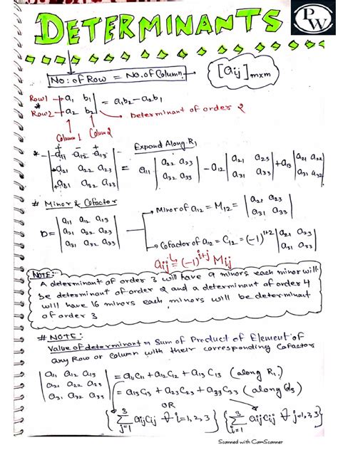 Determinants Short Notes Prayas 2023 Live Pdf