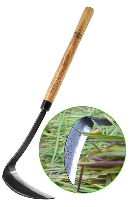 Wellsay Japanese Weeding Sickle Hoe 17 Gardening Hand Weeder Nejiri Kama Tool For Digging And