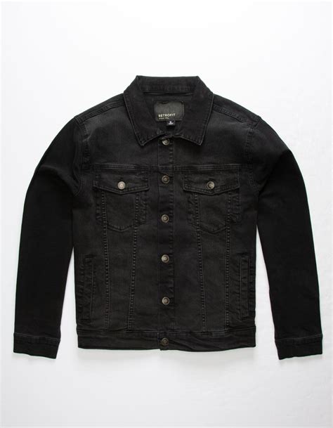 Retrofit Black Mens Denim Jacket Black Denim S Tillys