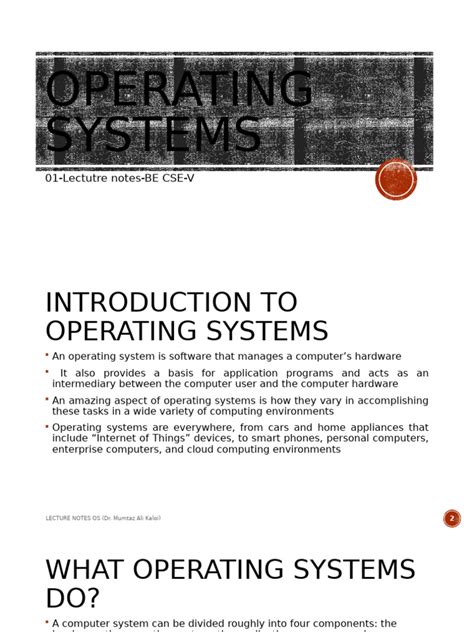 Os Notes Pdf Operating System Computer Hardware