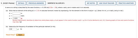 Solved A Wave On A String Is Described By The Wave Function