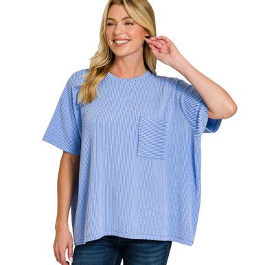 Womens Zenana Raised Rib Front Pocket T Shirt Eagle Eye Outfitters