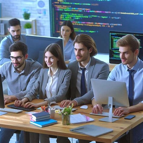 Team Coding In The Office Premium Ai Generated Image
