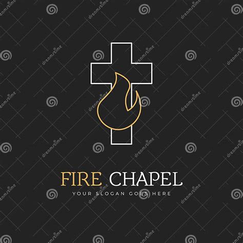 Christian Cross With Flame Pentecostal Fire Chapel Logo Design Holy