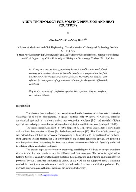 Pdf A New Technology For Solving Diffusion And Heat Equations