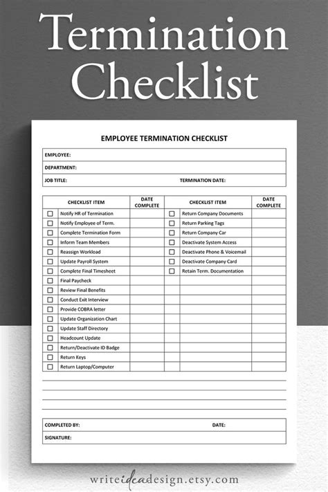 Employee Termination Checklist Employee Off Boarding Checklist Hr